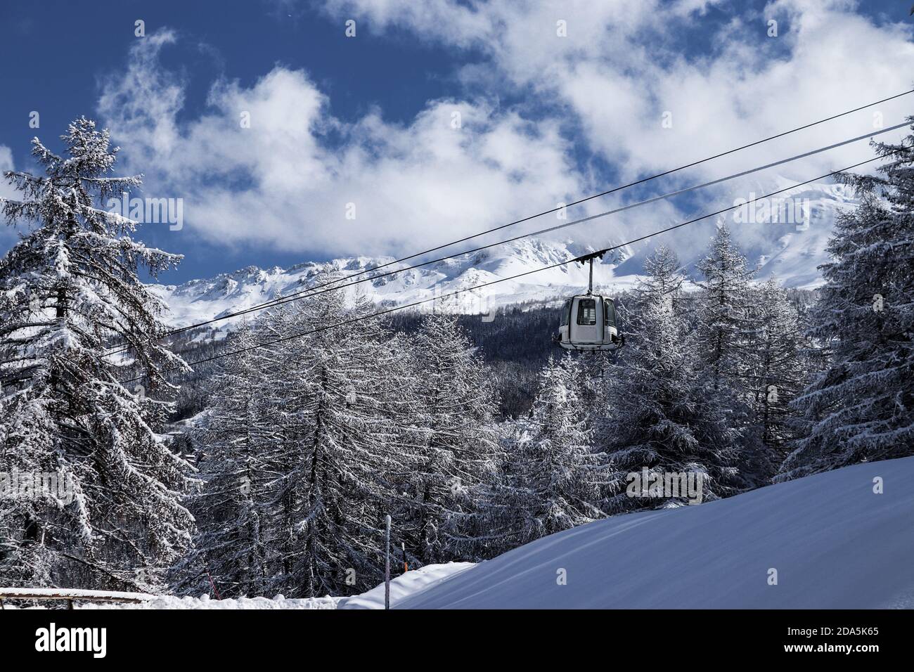 Winter in the Mountains. Beautiful alpine scenery from a forest walk in ...