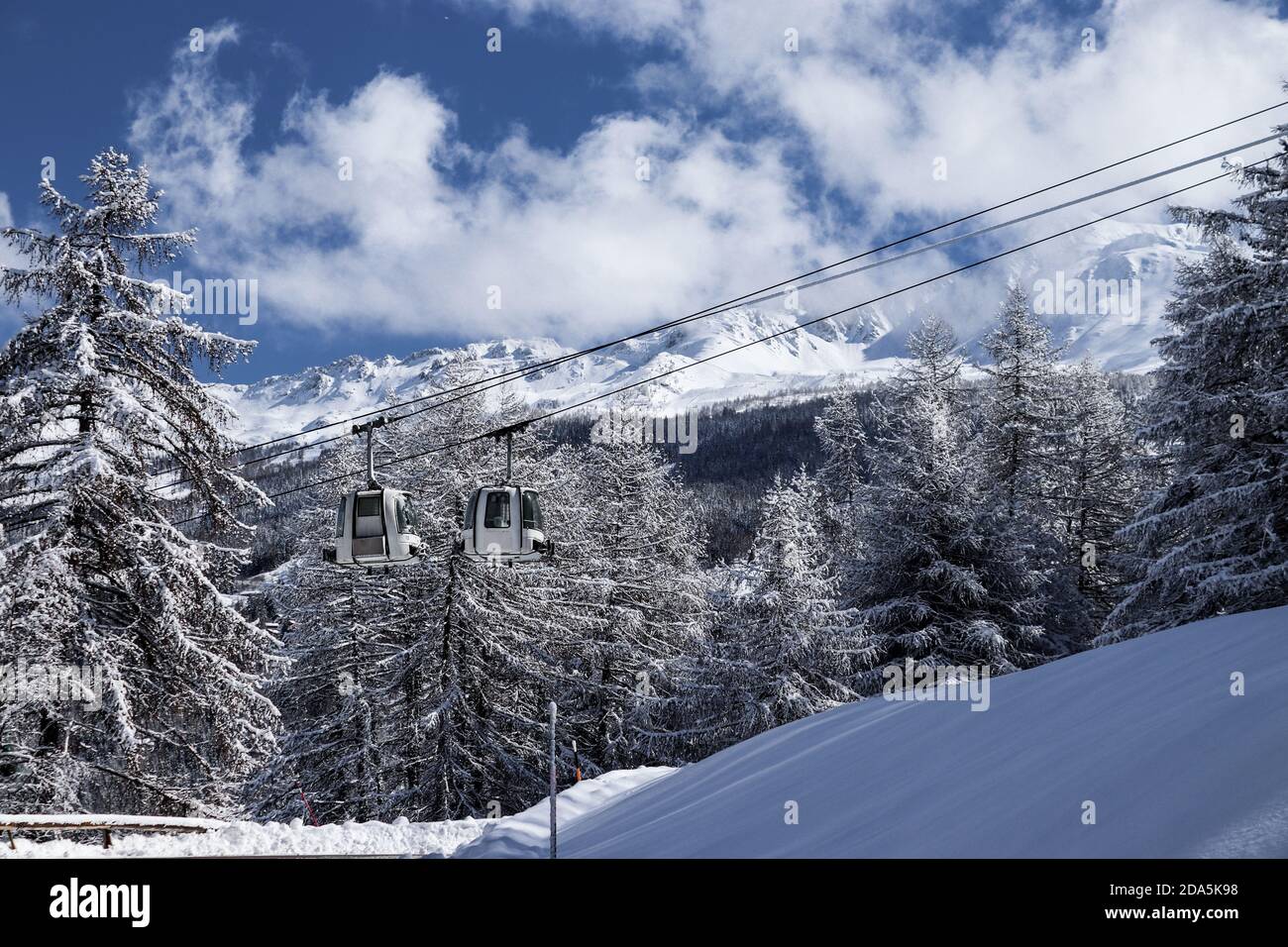 Winter in the Mountains. Beautiful alpine scenery from a forest walk in ...