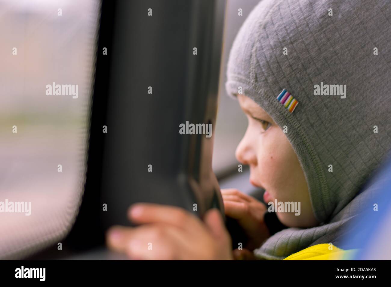 LIFE STYLE, BOY WATCHING THROUGH THE WINDOW FROM COPENHAGUE, DENMARK ...