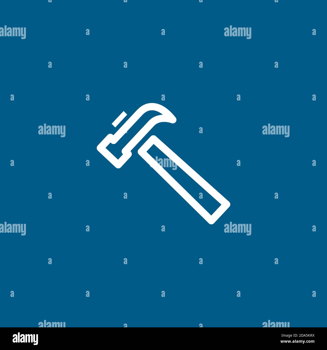 Hammer Line Blue Icon On White Background. Blue Flat Style Vector ...