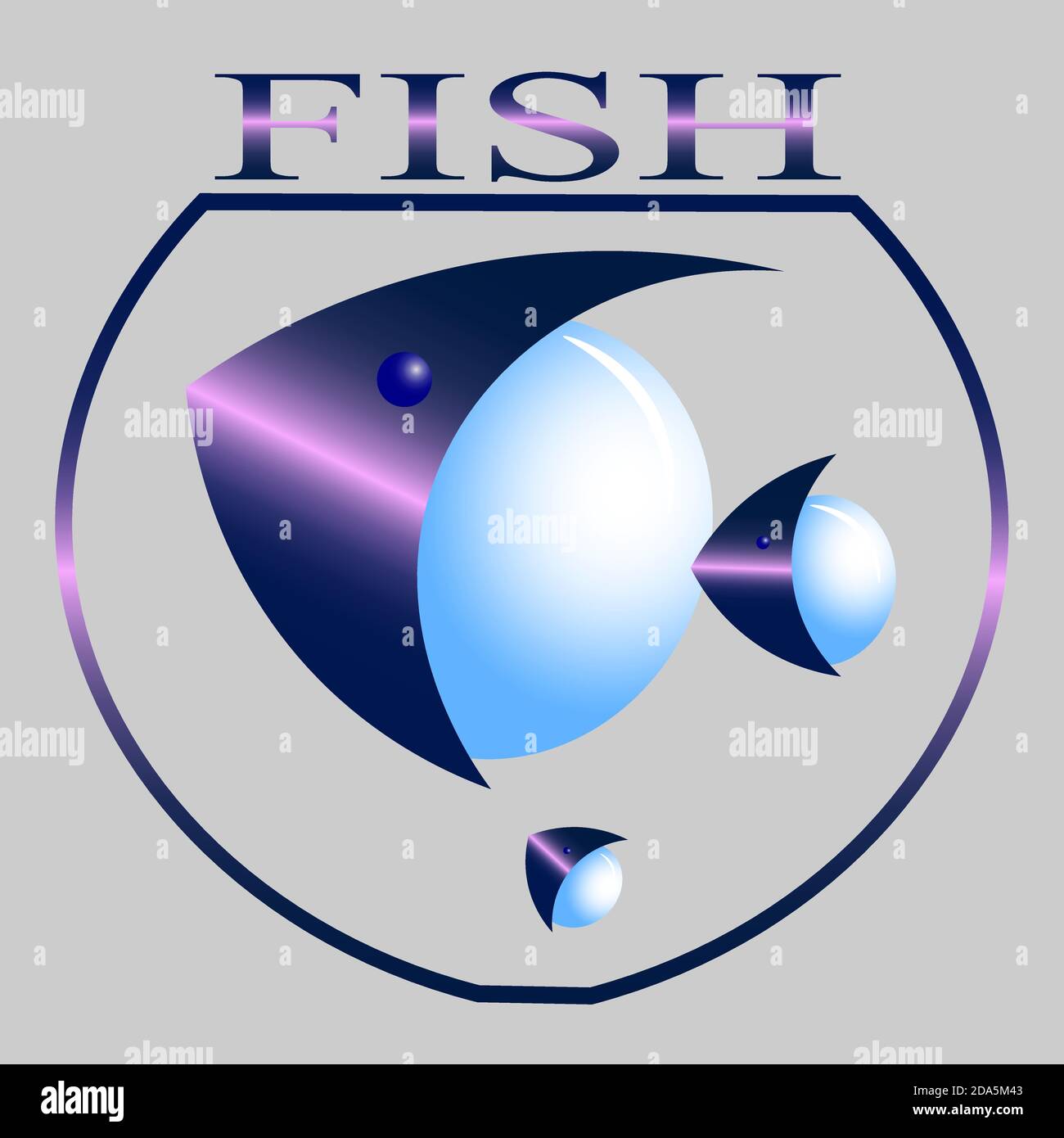 creative logo of seafood or aquarium fish in the form of abstract fish ...