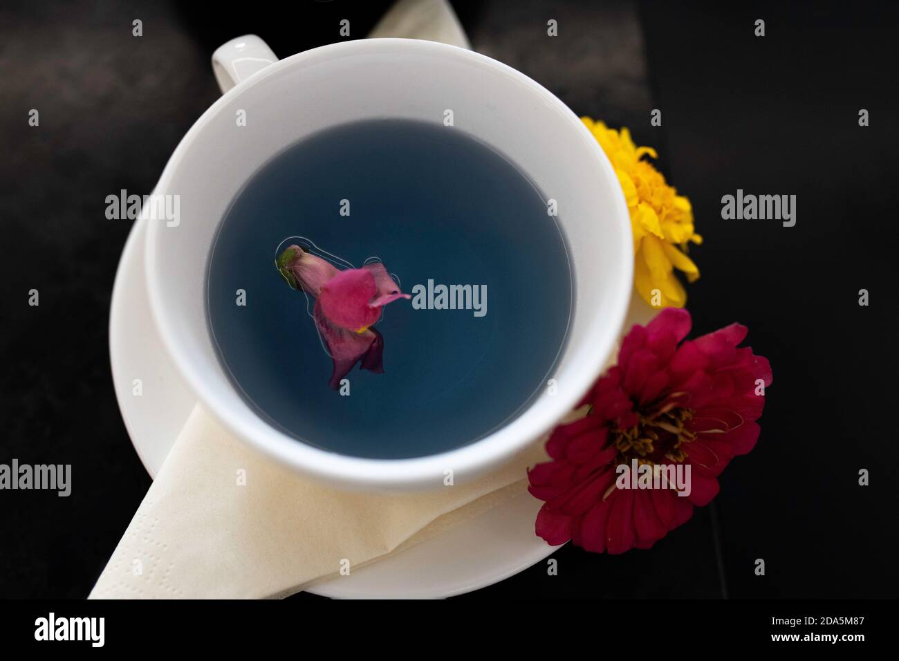 Herbal Blue tea, or butterfly pea flower tea, is a caffeine-free herbal ...