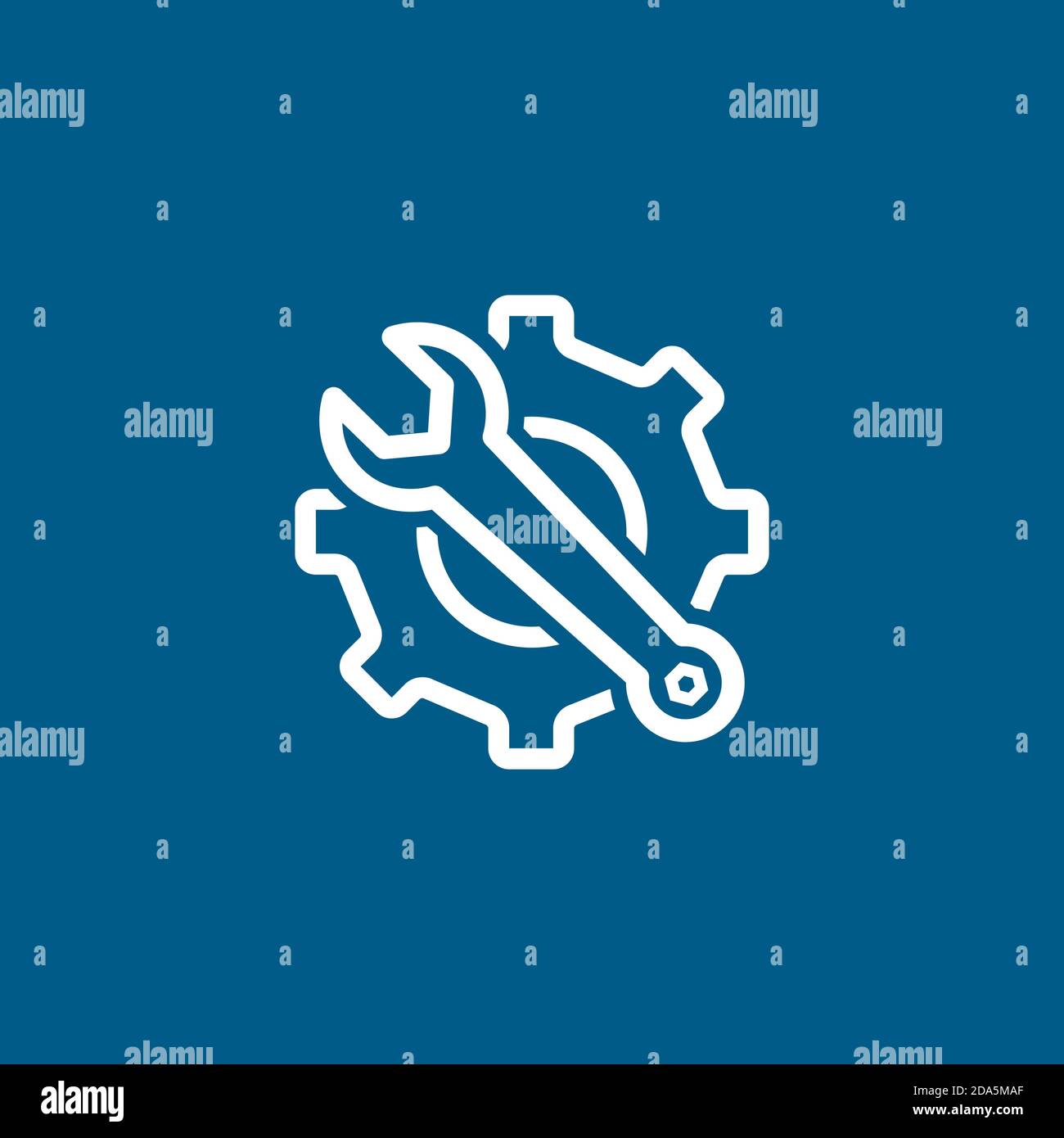 Service Tools Blue Line Icon On White Background. Blue Gear Wheel ...