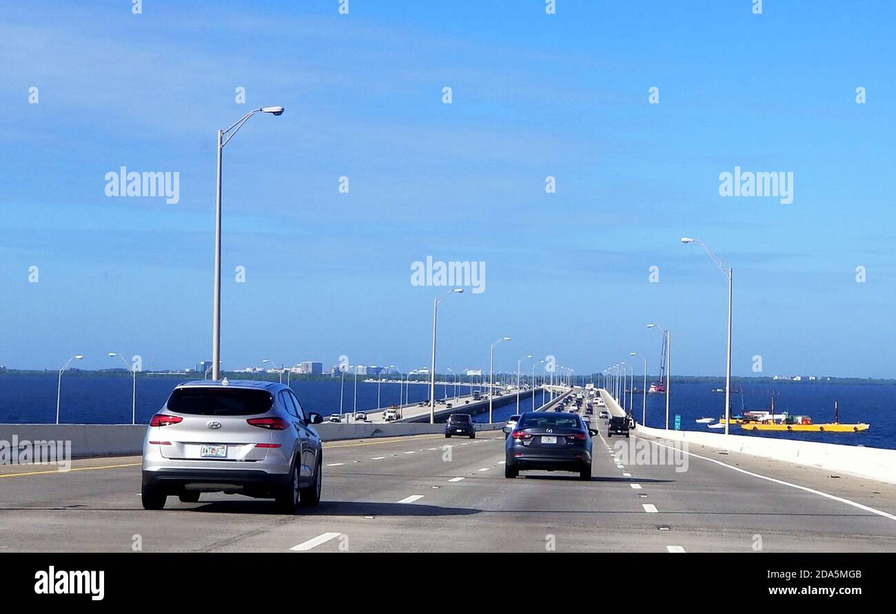Tampa, Florida, U.S.A - October 23, 2020 - The view of the traffic on ...