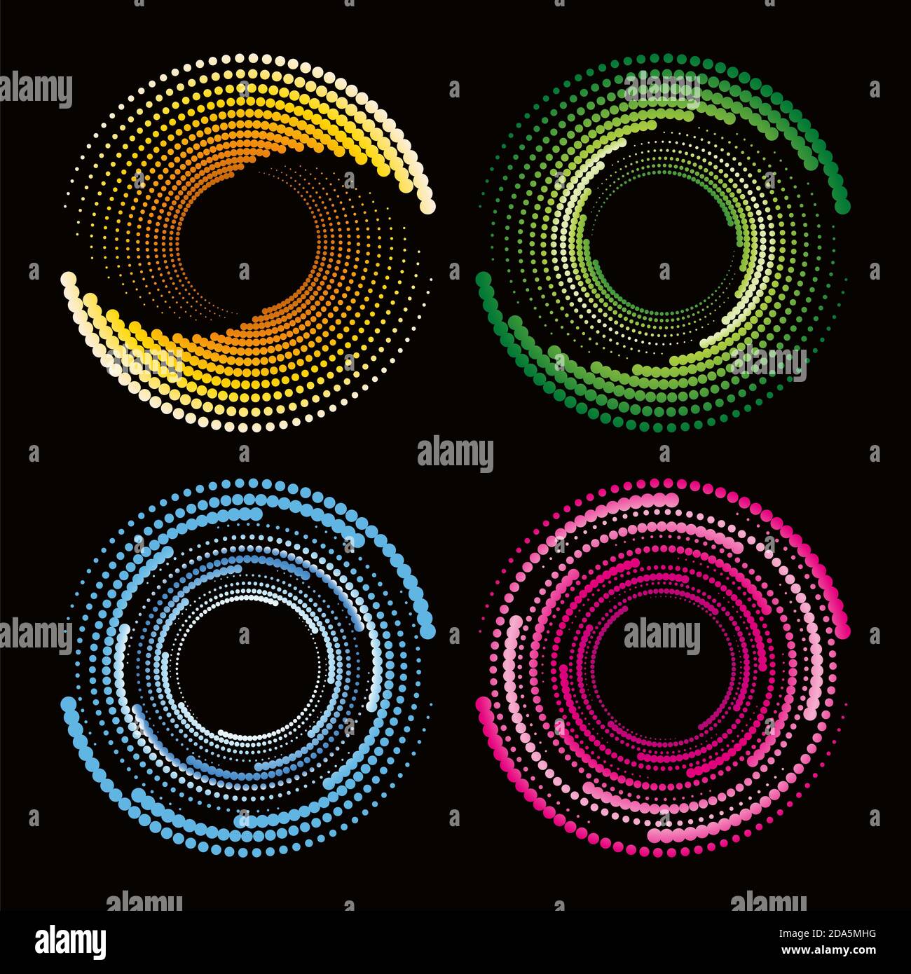 Abstract circular dots colorful halftone disco background, swirling ...