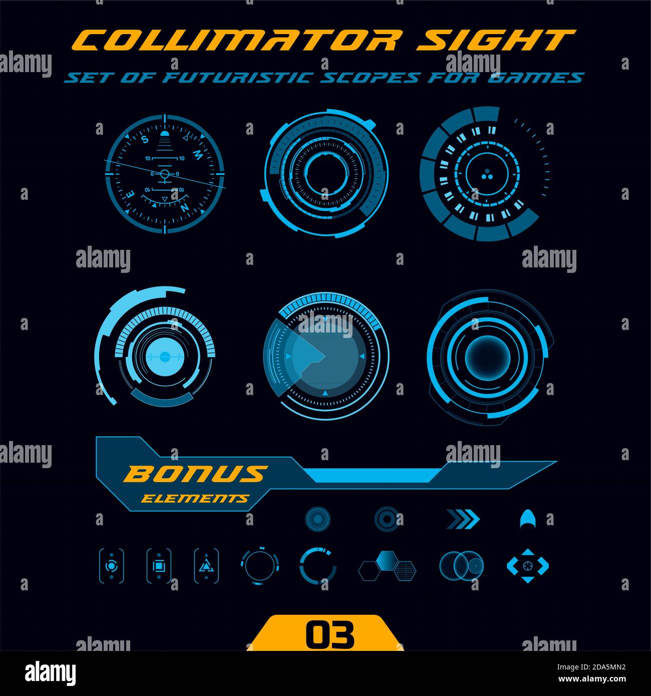 Futuristic circular HUD. Military collimator sights, weapon scopes ...
