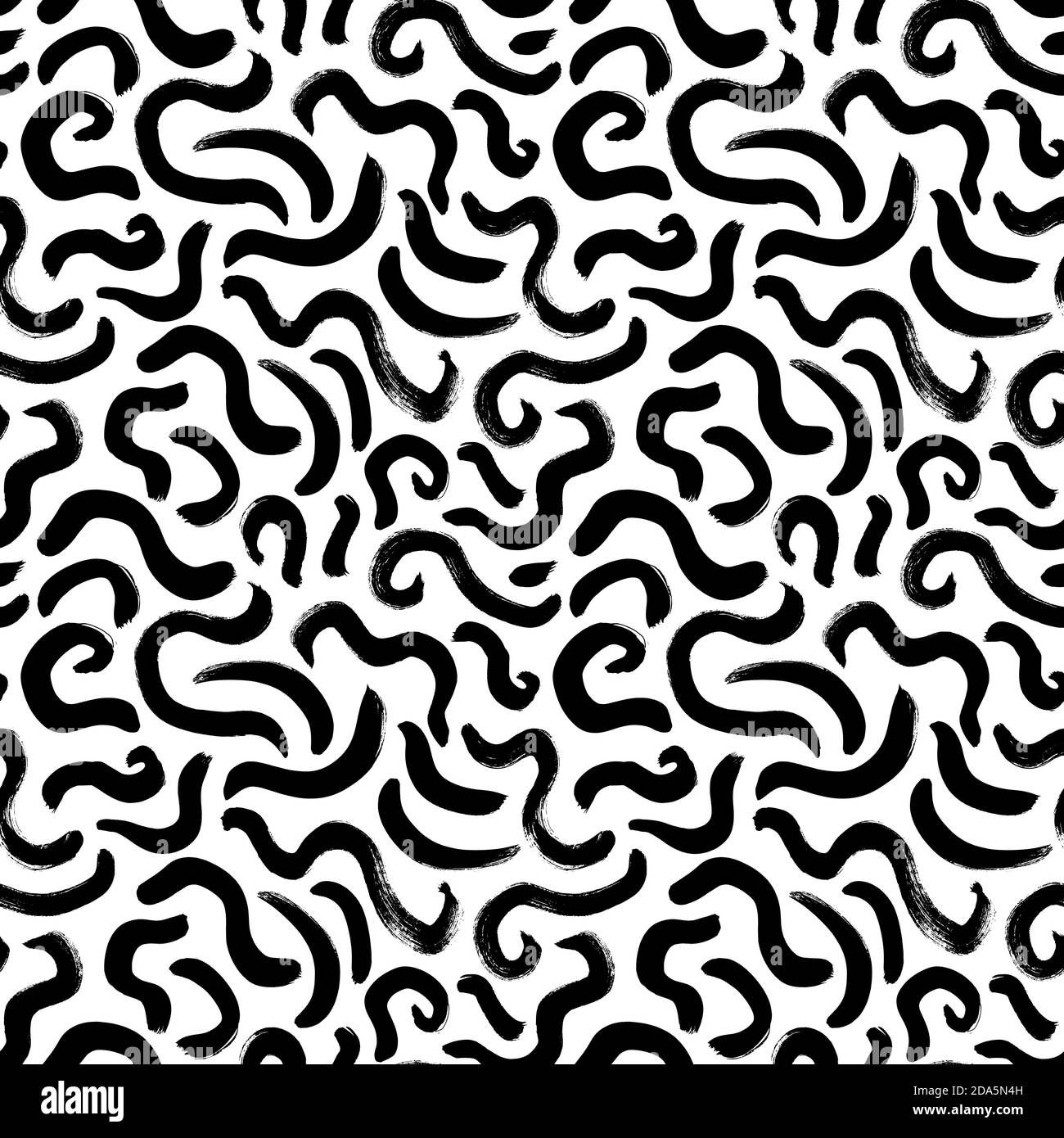 Curly lines vector hand drawn seamless pattern Stock Vector Image & Art ...