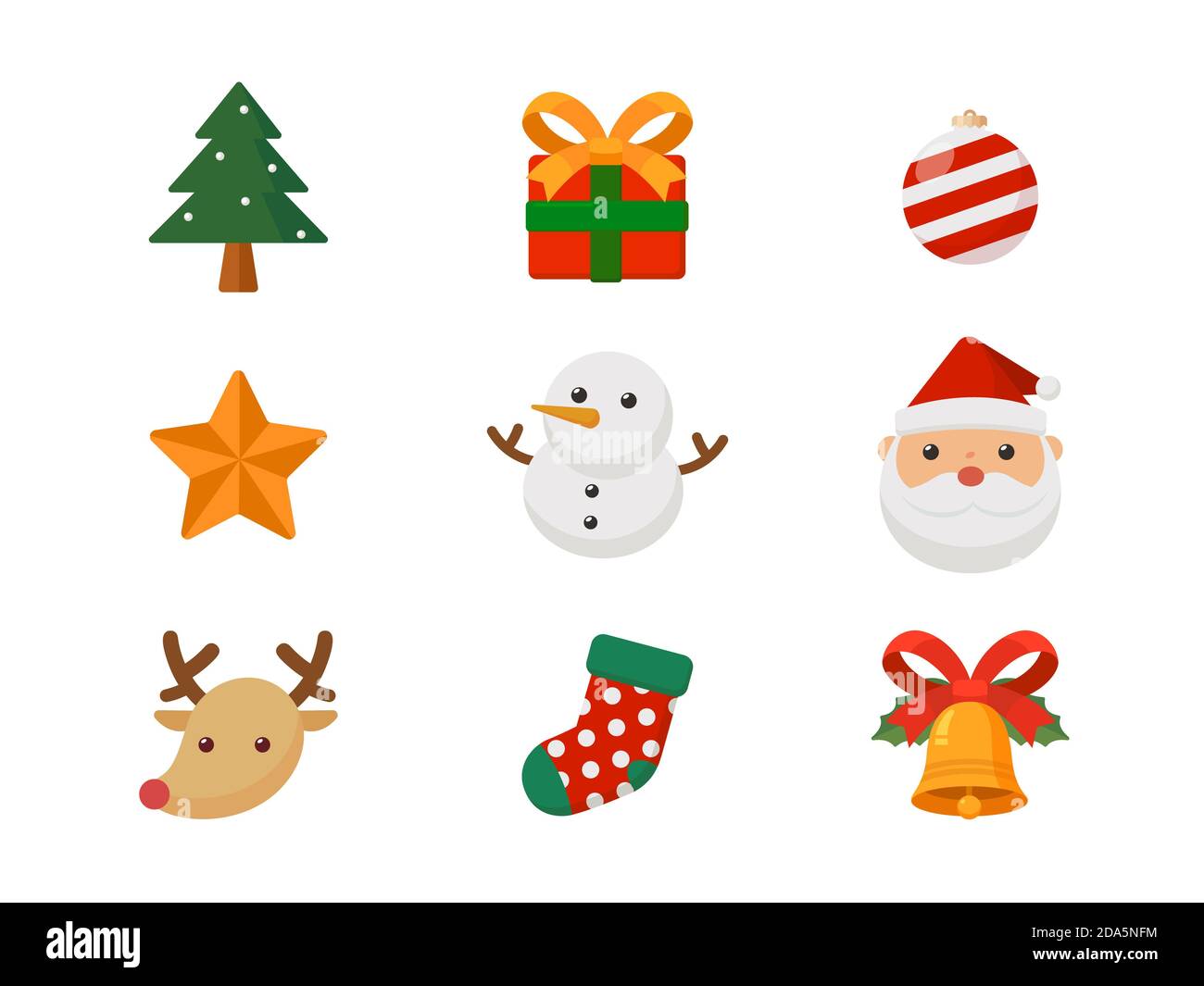 Christmas and New Year cute cartoon icons for cards, advertising, tags ...