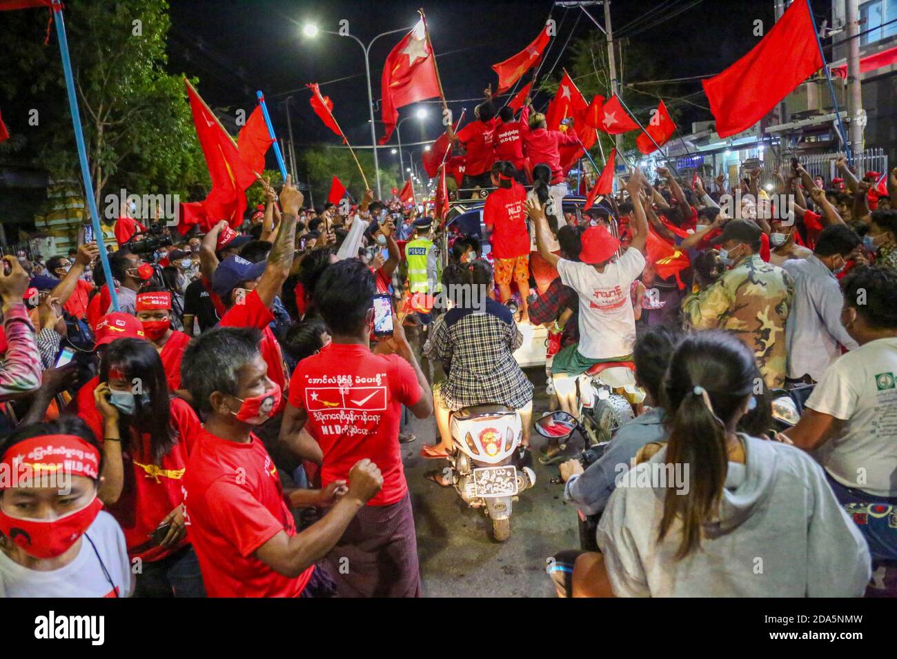Supporters of the National league for democracy (NLD) celebrate in ...