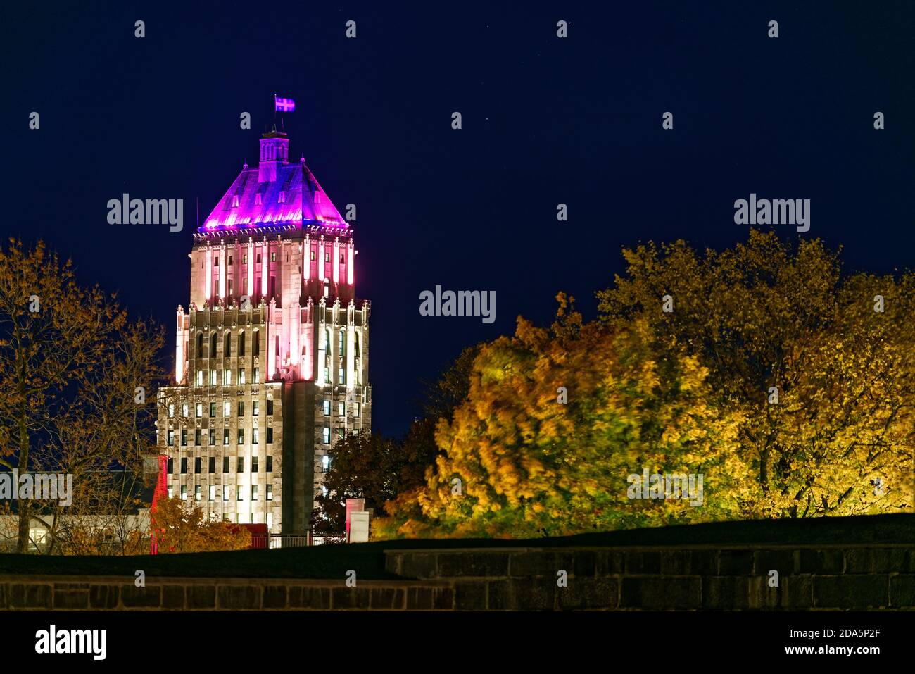 The Price Building, Quebec City, at night in autumn Stock Photo - Alamy