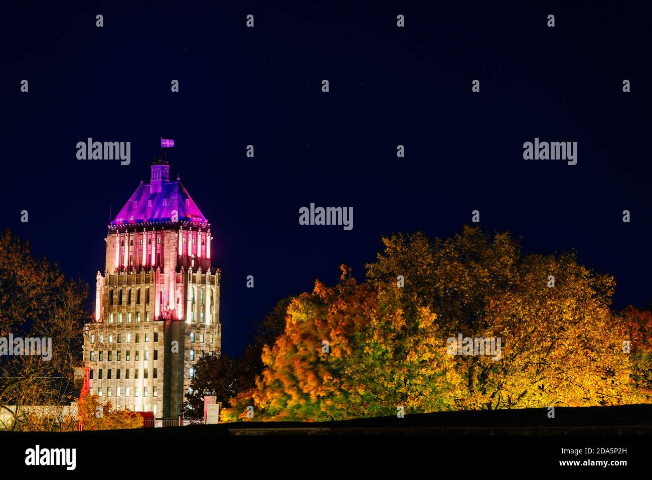 The Price Building, Quebec City, at night in autumn Stock Photo - Alamy