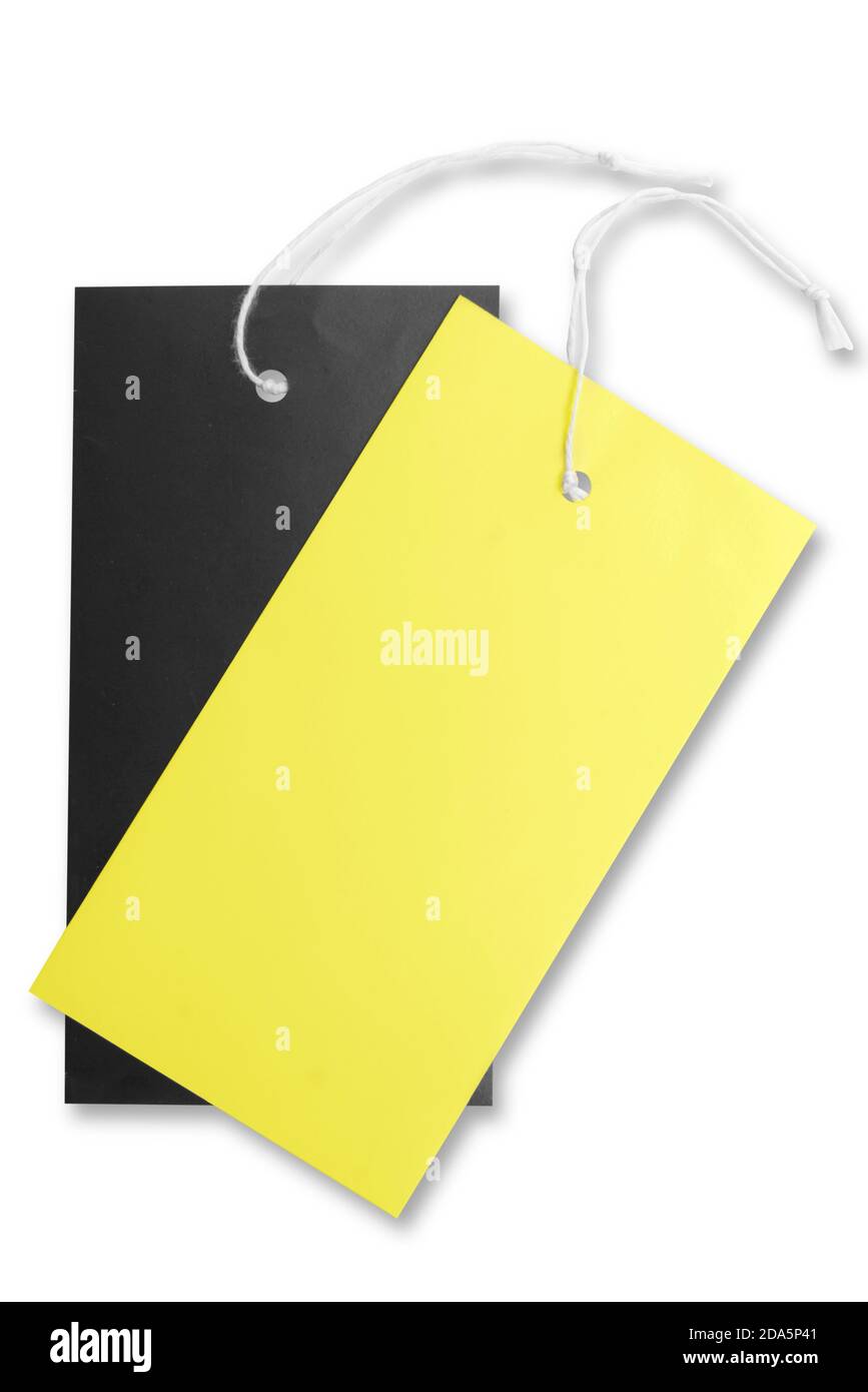 Black and yellow label tag isolated over white background Stock Photo ...