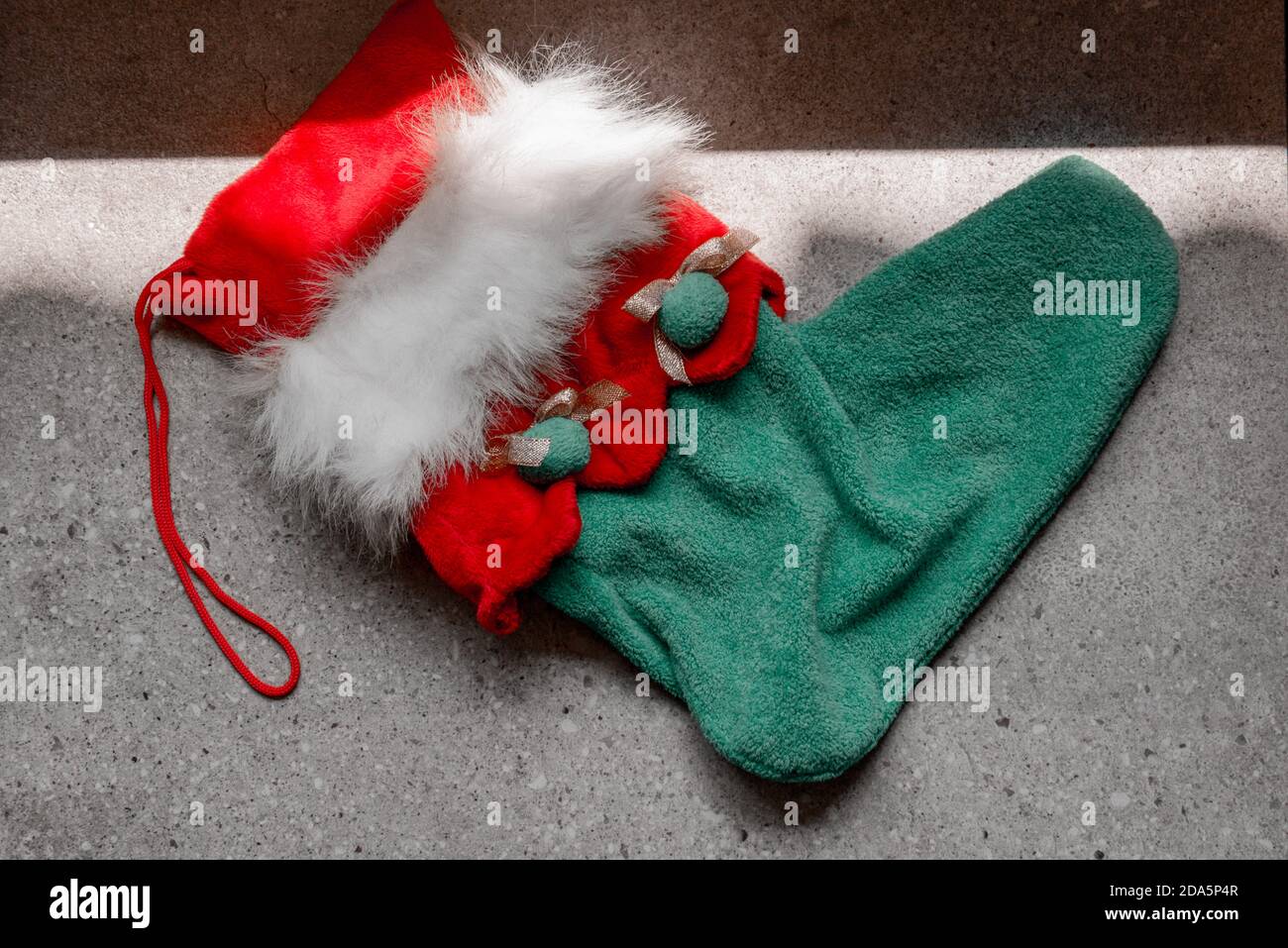 Christmas stocking on the floor Stock Photo - Alamy