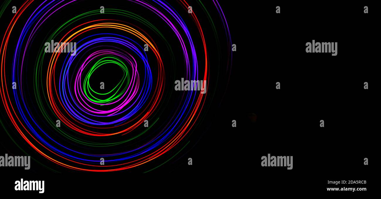 Multi color light painting photography, swirl and curve of blue, green ...