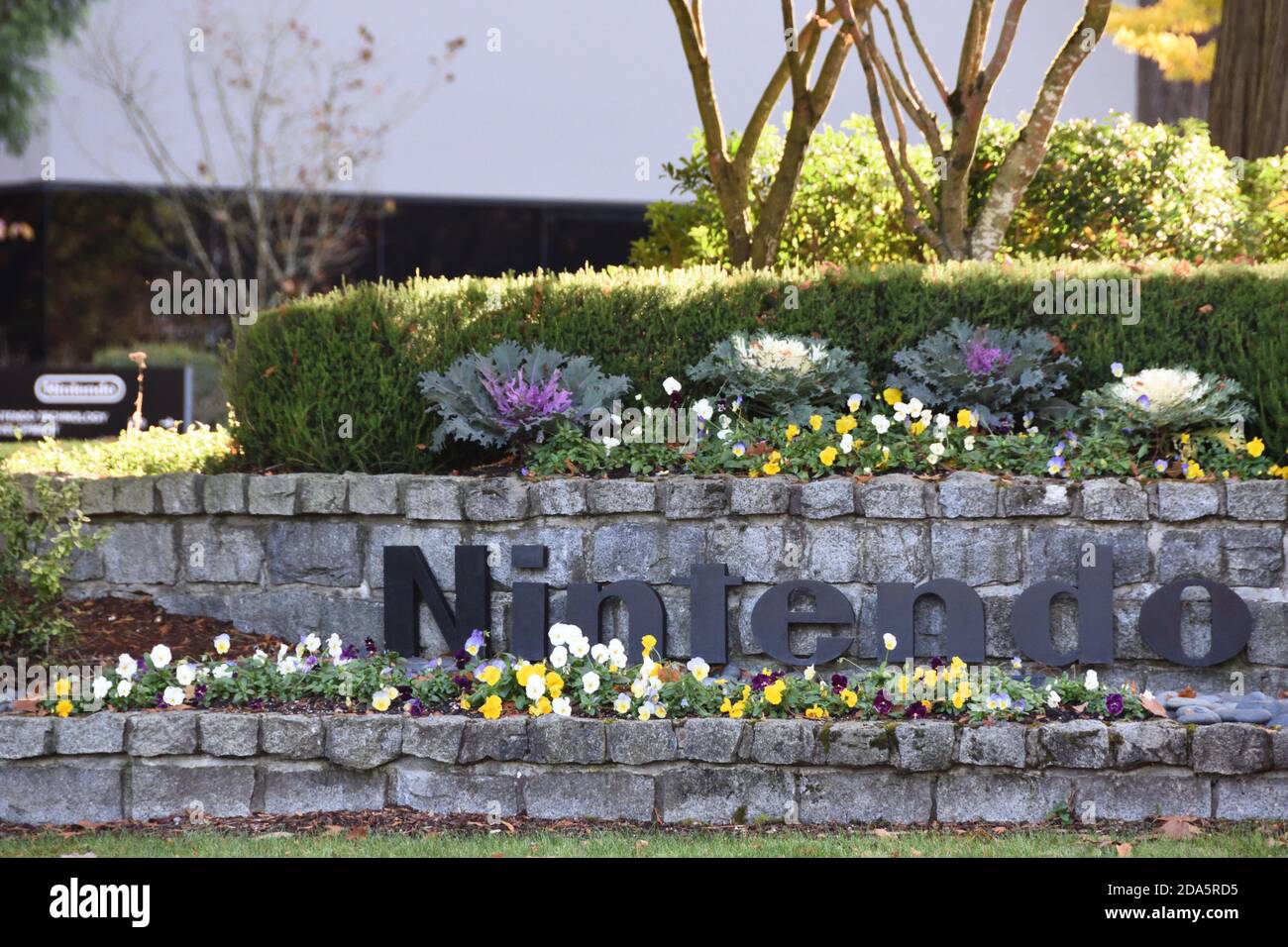 Nintendo sign of America's Corporate headquarters office, next to ...