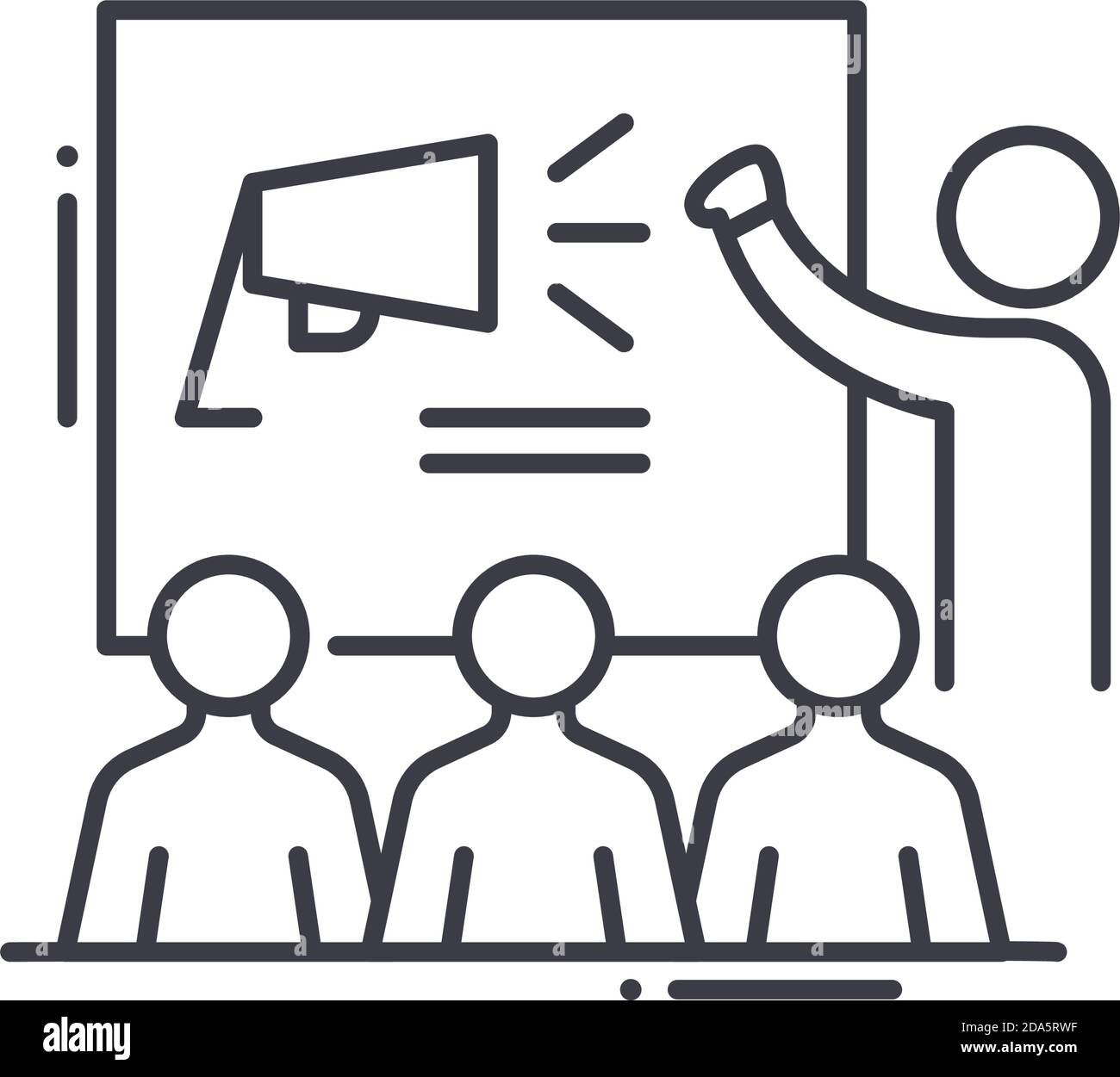 Advertising agency icon, linear isolated illustration, thin line vector ...