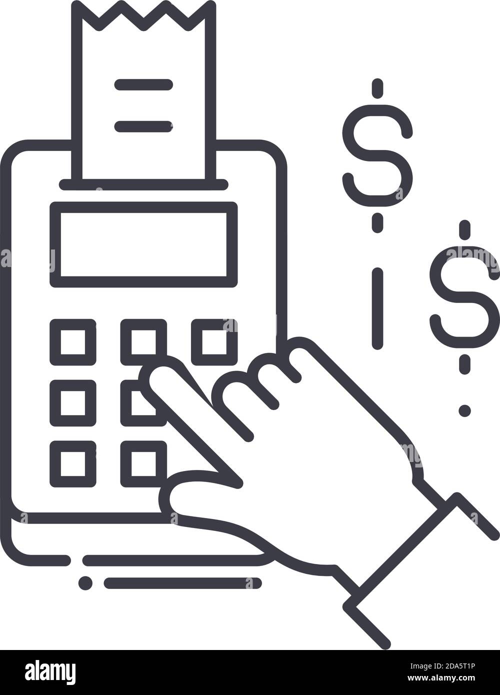 Accounting calculator icon, linear isolated illustration, thin line ...