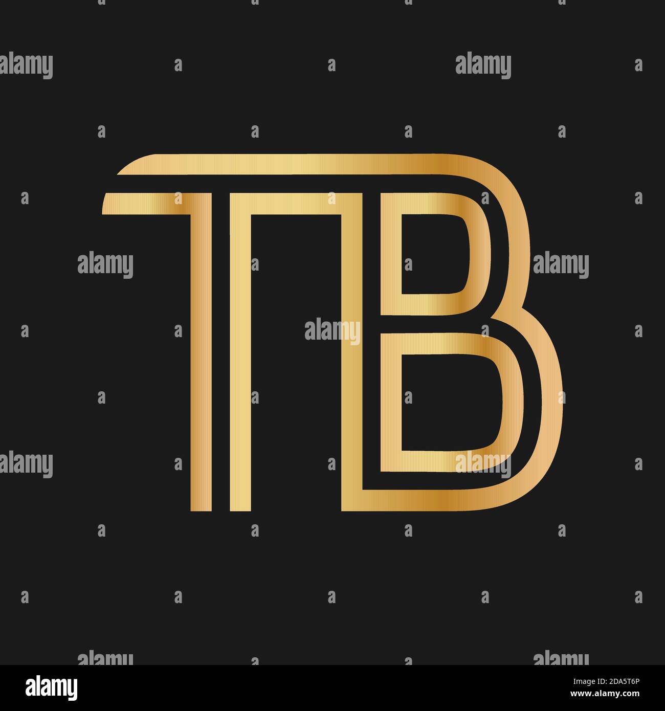 Uppercase letters T and B. Flat bound design in a Golden hue for a logo ...