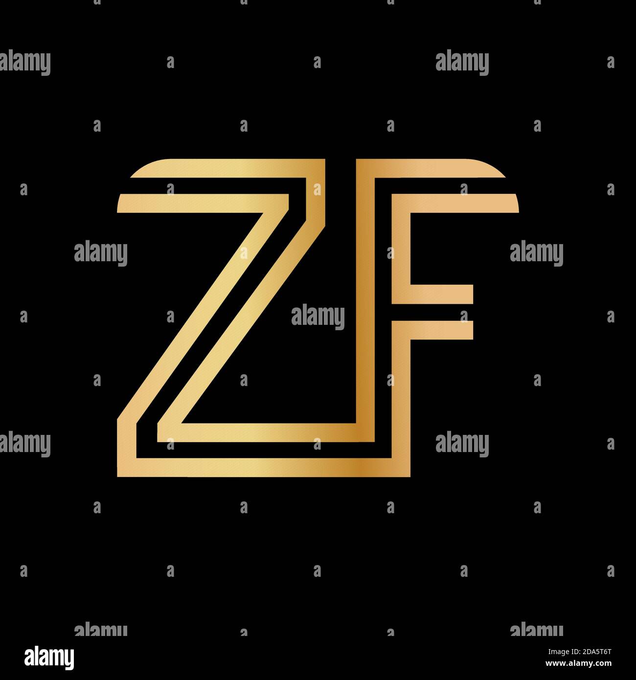 Uppercase letters Z and F. Flat bound design in a Golden hue for a logo ...