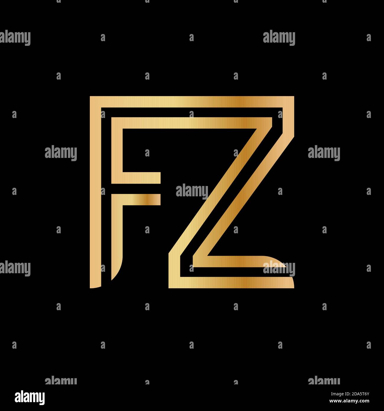 Uppercase letters F and Z. Flat bound design in a Golden hue for a logo ...