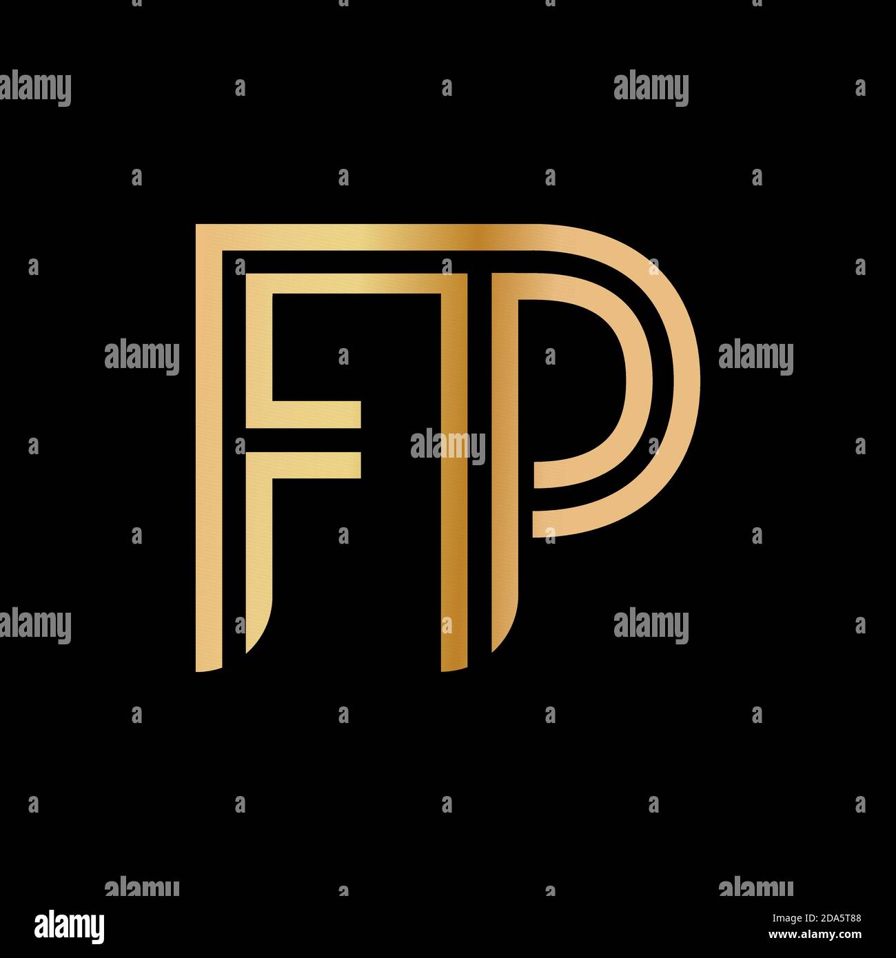 Uppercase letters F and P. Flat bound design in a Golden hue for a logo ...