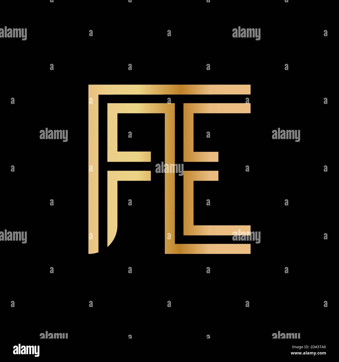 Uppercase letters F and E. Flat bound design in a Golden hue for a logo ...