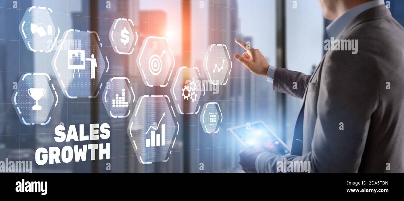 Sales growth, increase sales or business growth concept Stock Photo - Alamy