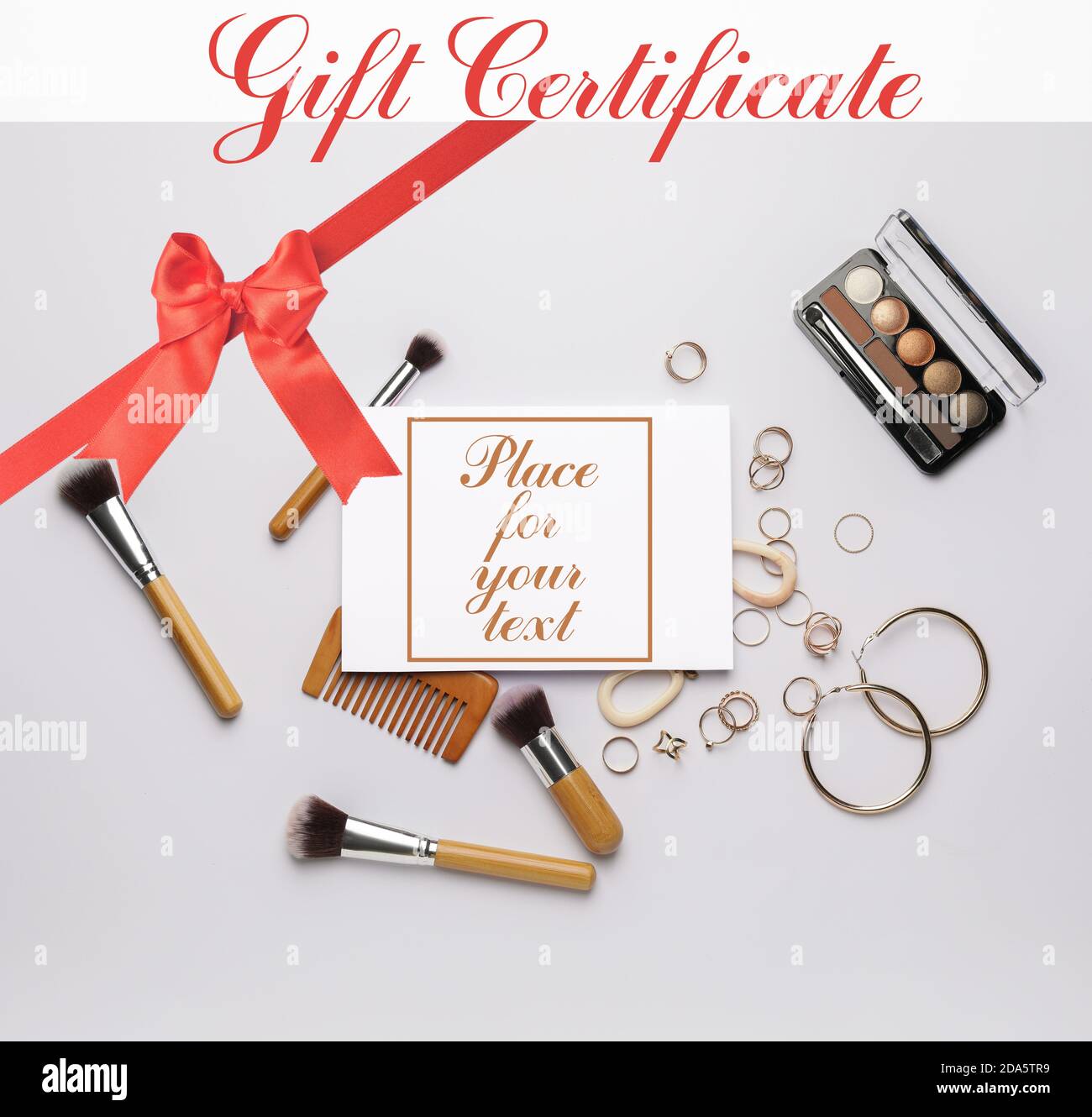 Mockup of gift certificate for makeup cosmetics Stock Photo - Alamy