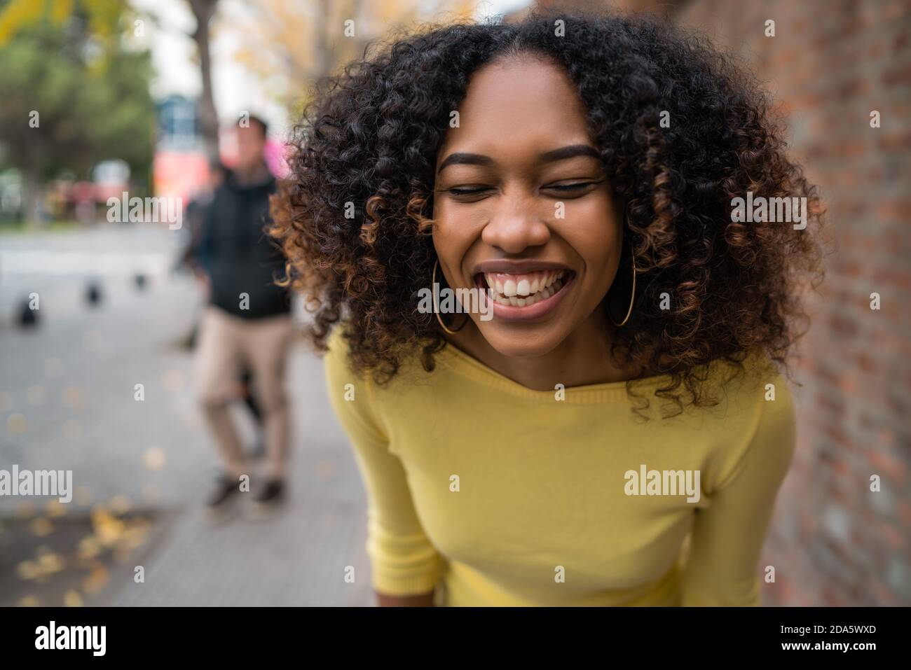 Portrait of Afro-american woman laughing Stock Photo - Alamy