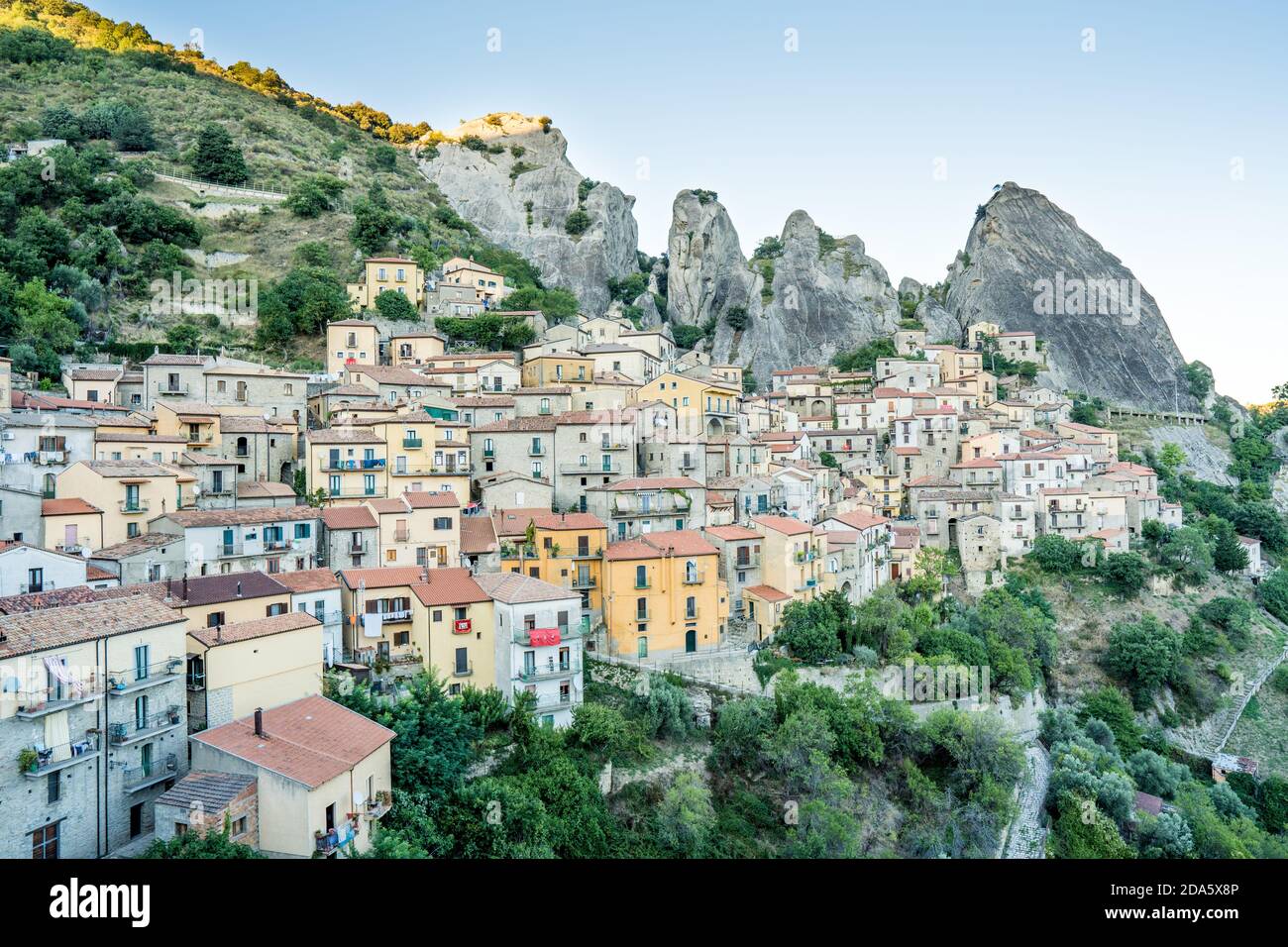 View of a beautiful and picturesque town between mountains ...