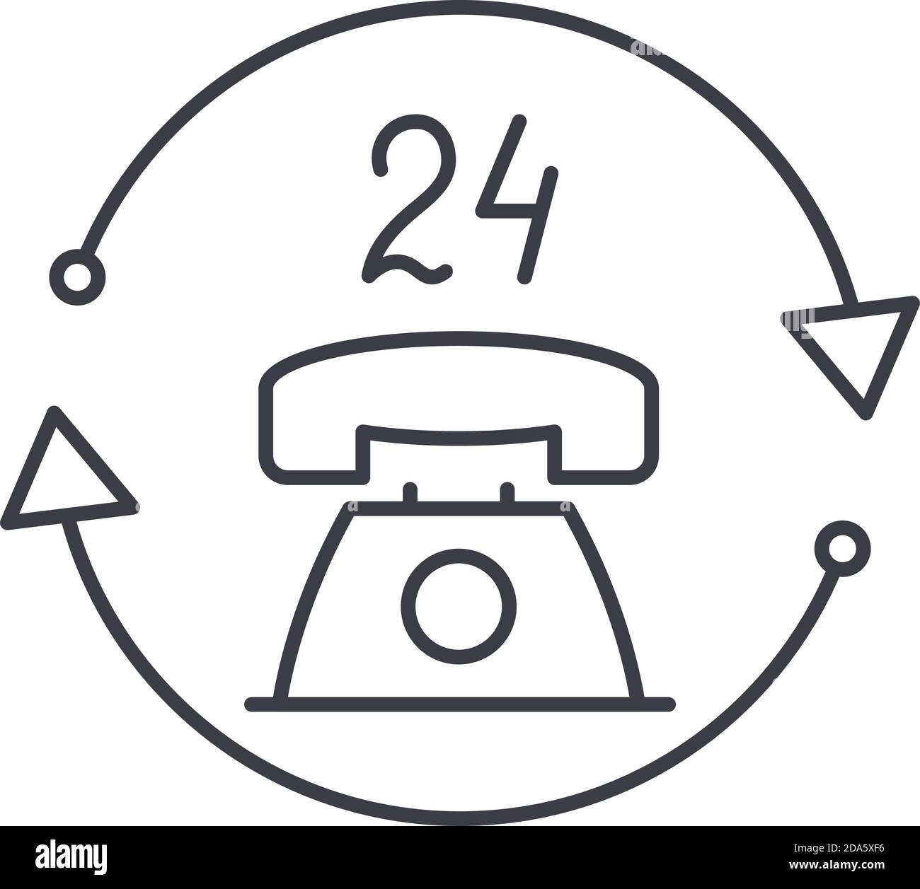 24hr services icon, linear isolated illustration, thin line vector, web ...