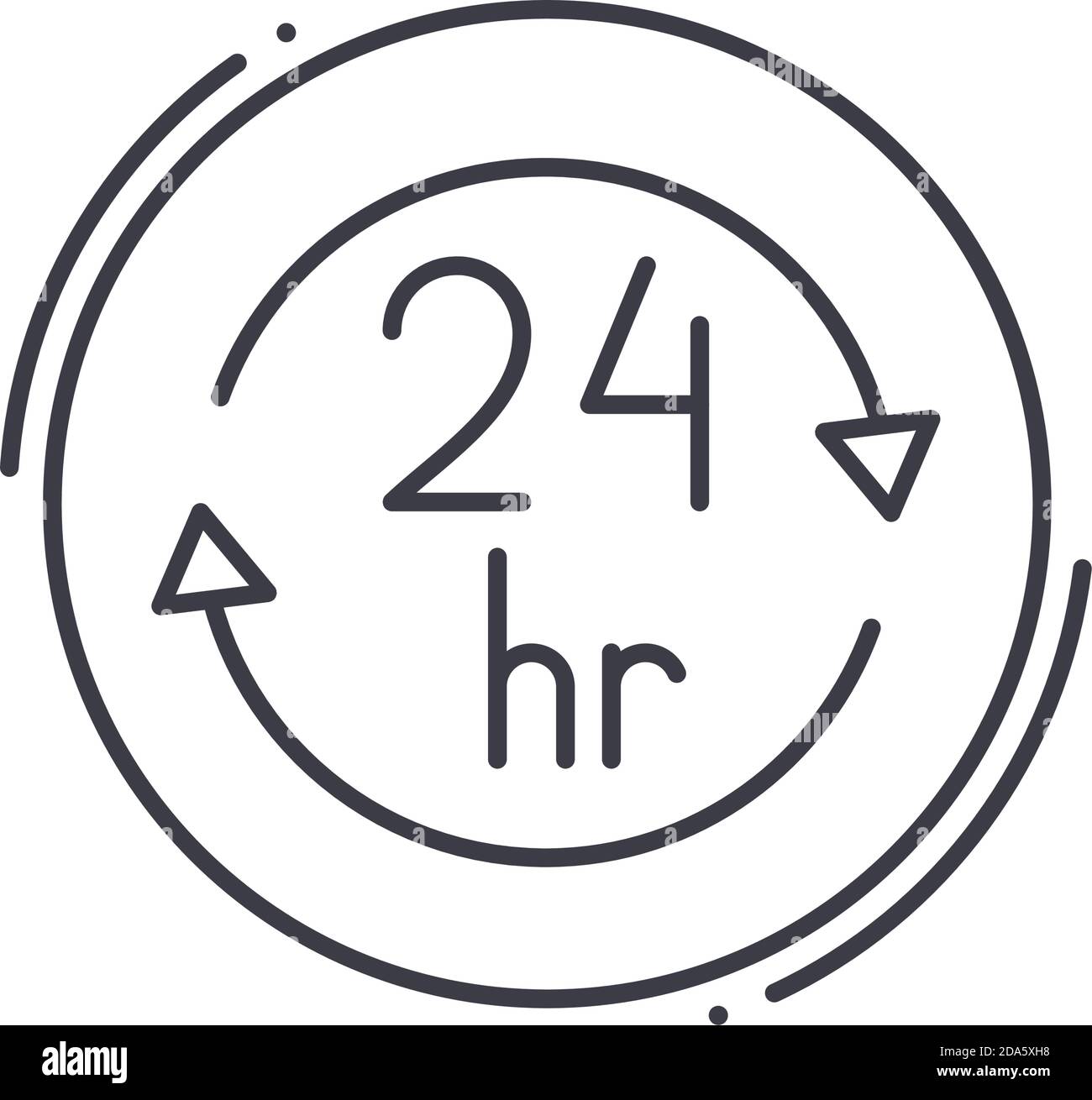 24 hr service icon, linear isolated illustration, thin line vector, web ...
