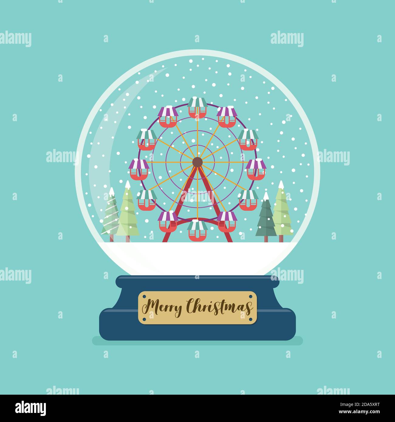 Ferris wheel in Merry christmas glass ball. Vector illustration Stock ...