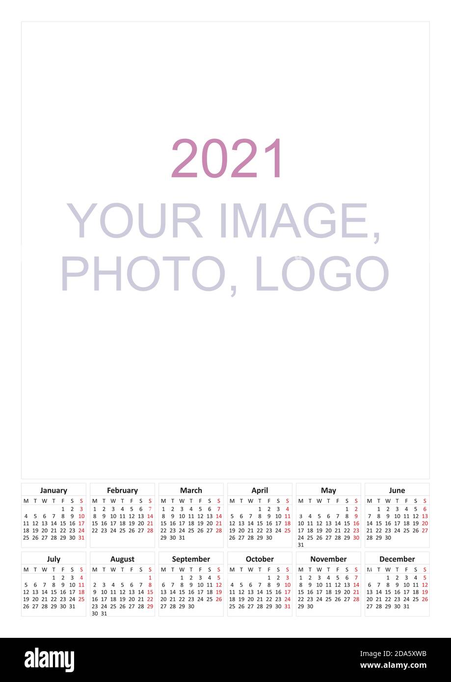 Calendar 2021. Wall calendar for 2021 year in clean minimal style ...