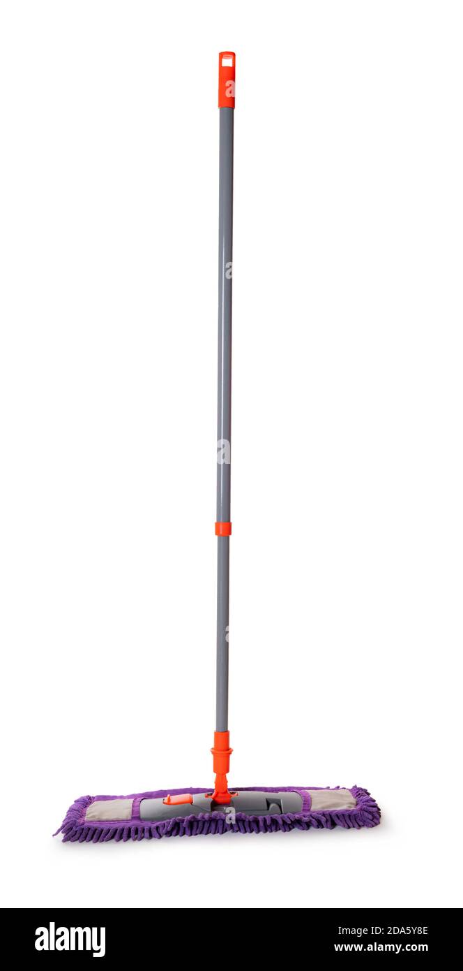 mop with rag closeup on white isolated background Stock Photo - Alamy