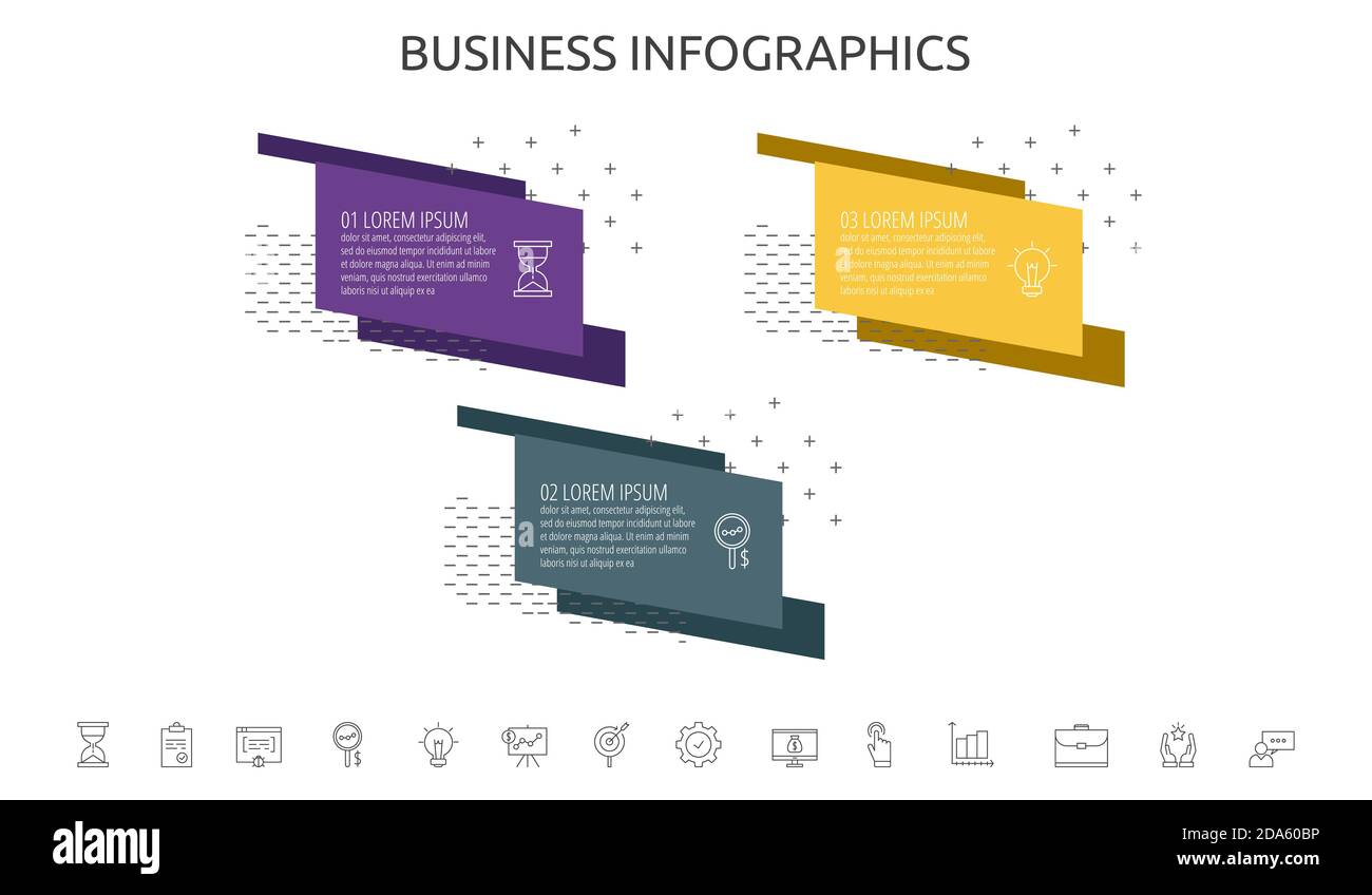 Vector infographic flat template label for three diagram, graph, presentation. Business concept ...