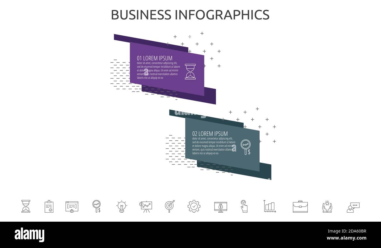 Vector infographic flat template label for two diagram, graph ...