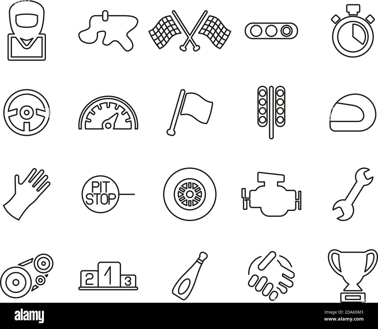 Racing Icons Black & White Thin Line Set Big Stock Vector Image & Art ...