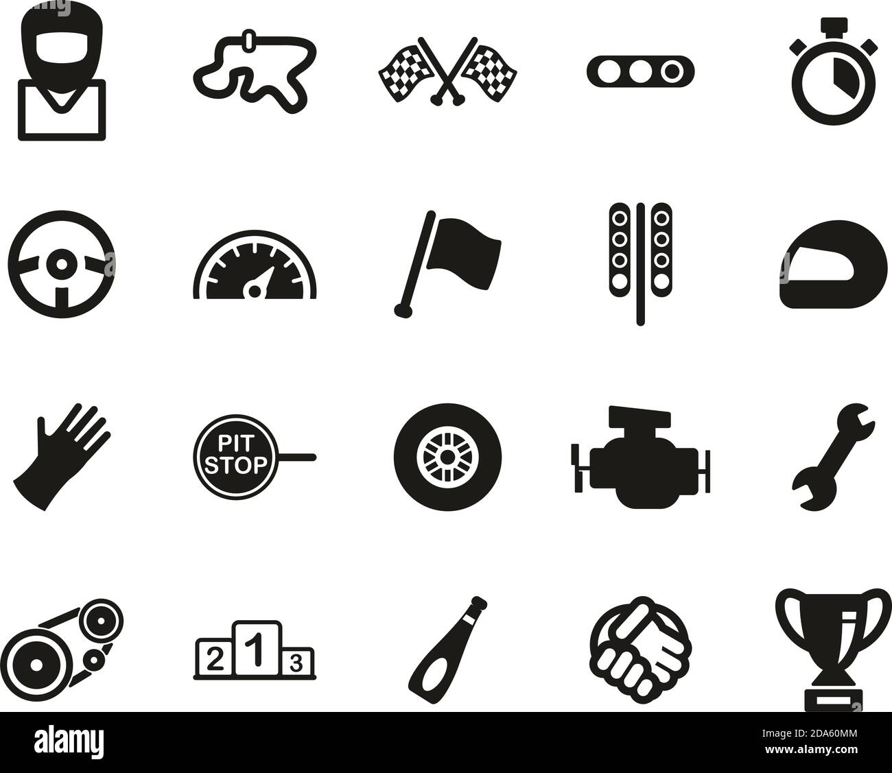 Racing Icons Black & White Set Big Stock Vector Image & Art - Alamy