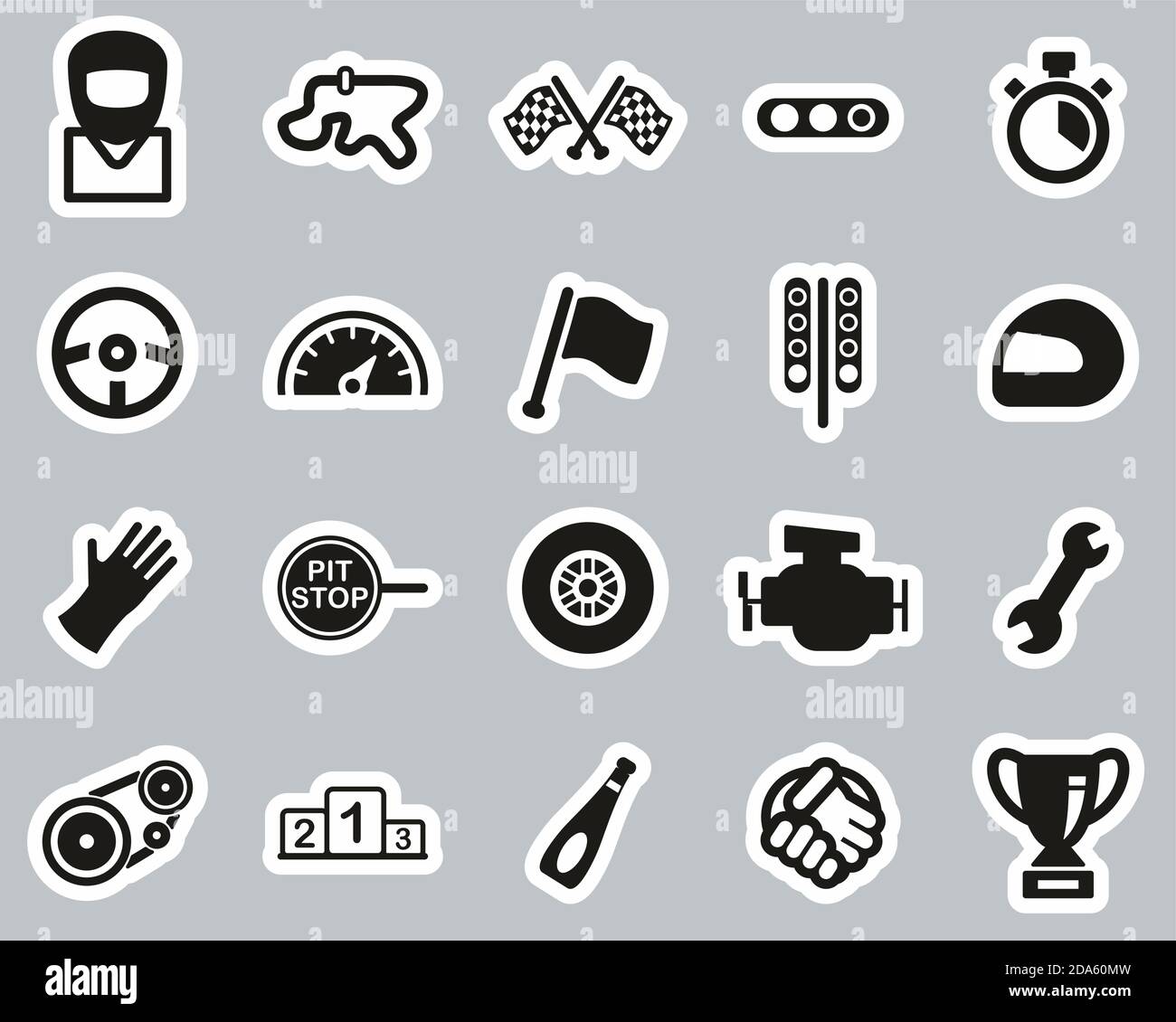 Racing Icons Black & White Sticker Set Big Stock Vector Image & Art - Alamy