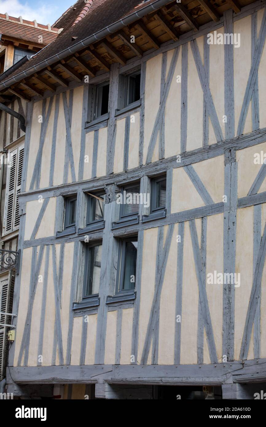 Ancient half-timbered buildings in Troyes. Aube, Champagne-Ardenne ...