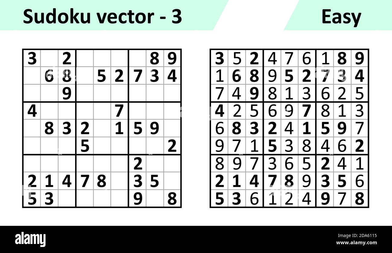 Sudoku Game With Answers Simple Vector Design Set Sudoku Blank