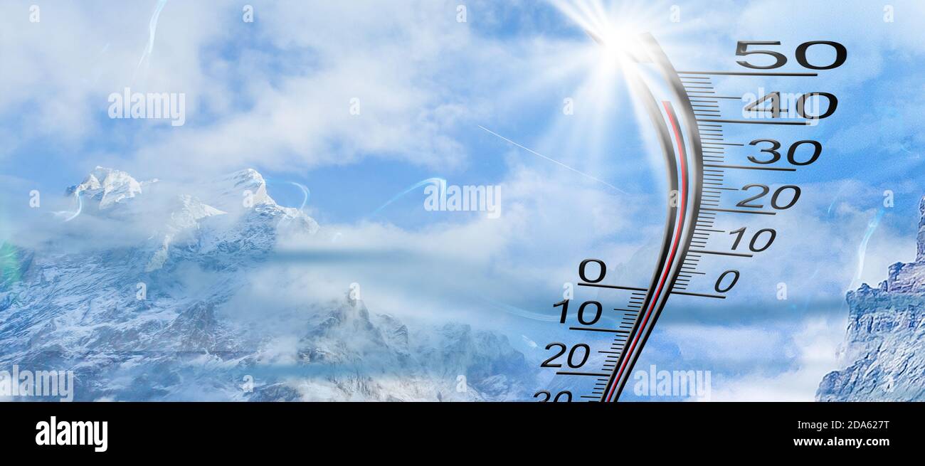 Thermometer with minus temperatures in the snow in winter hi-res stock ...