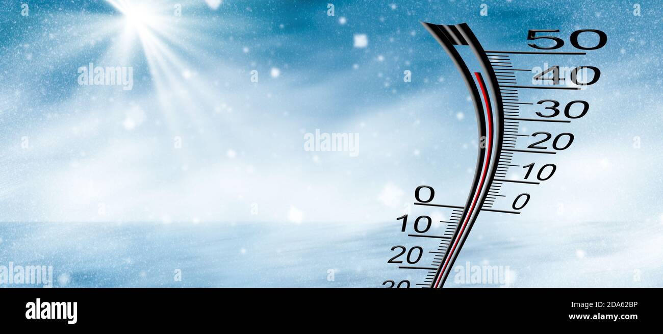 Thermometer with minus temperatures in the snow in winter hi-res stock ...