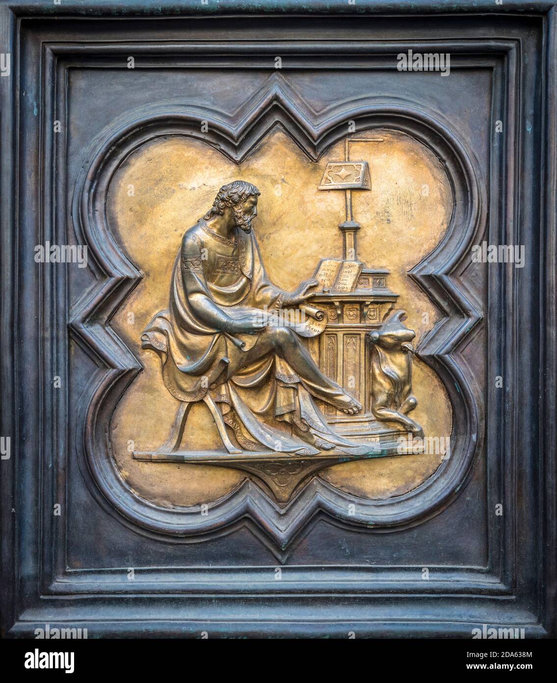 FLORENCE, ITALY - OCTOBER 7, 2018: The fragment of copy of North Doors ...