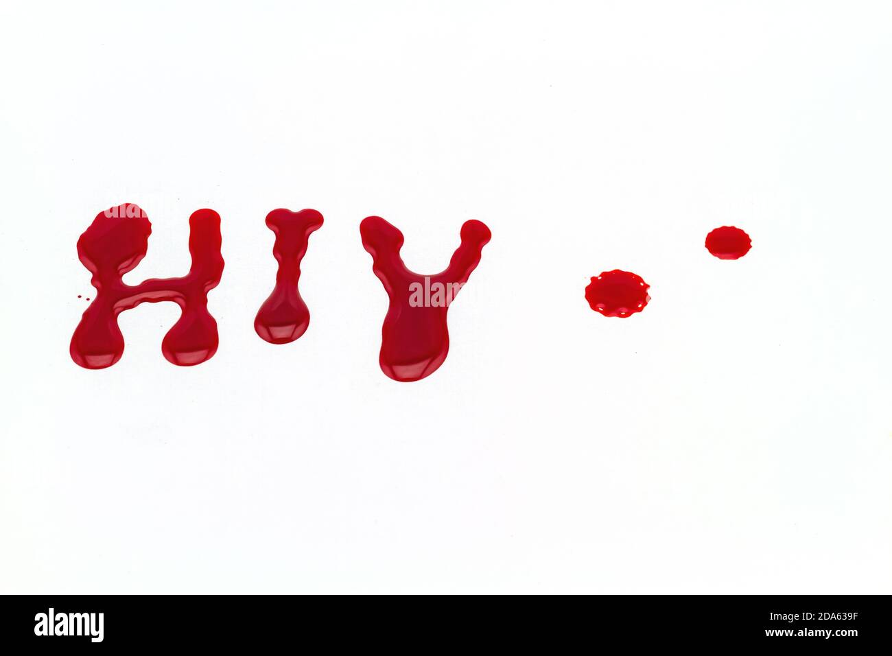 Red blood word HIV on white background Stock Photo - Alamy