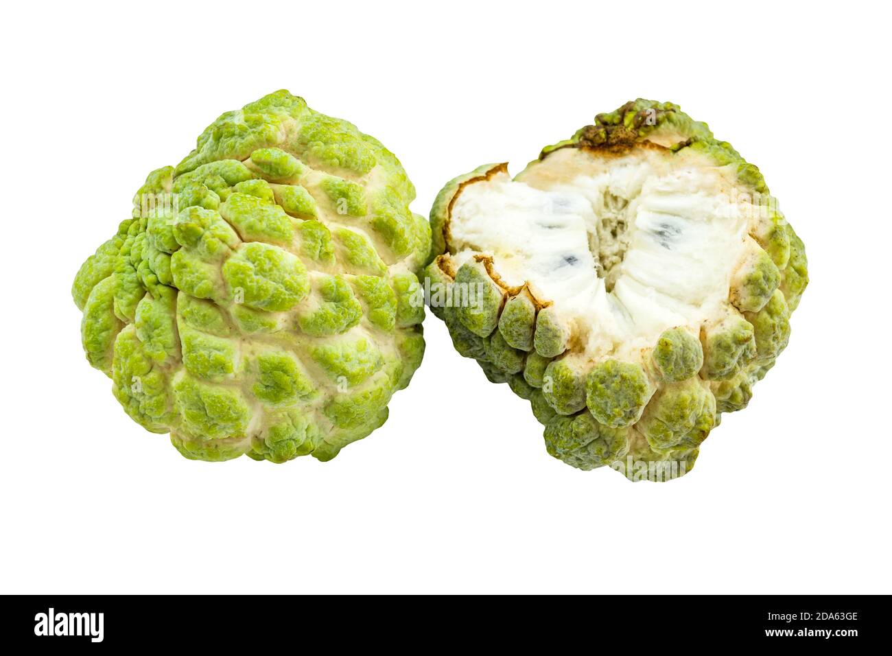 Close up ripe Custard apple isolated on white background.Saved with ...