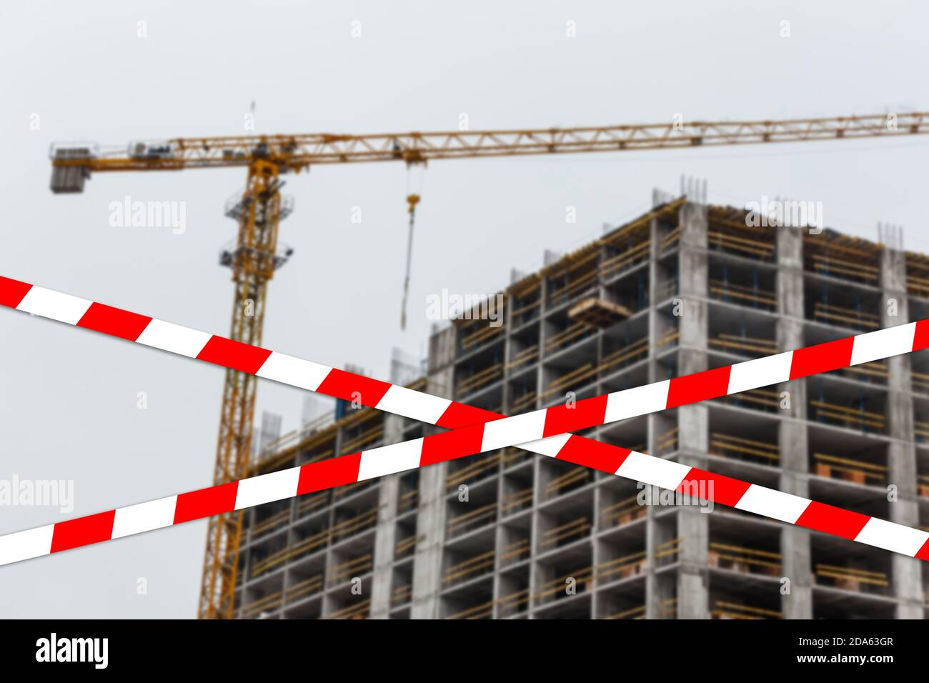 red and white safety tape at the construction site Stock Photo - Alamy