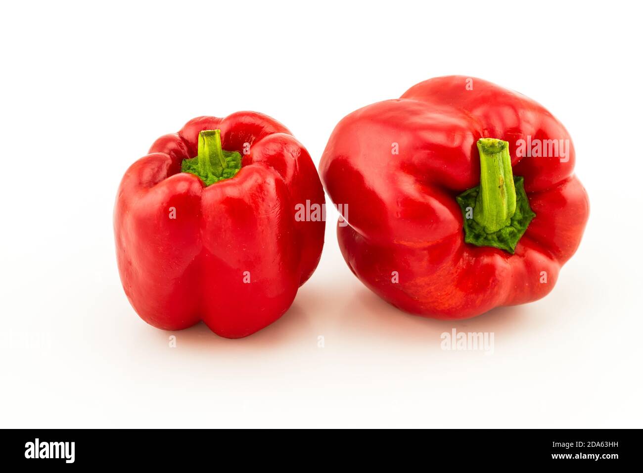 Colorful of fresh red sweet bell pepper (capsicum) stack on white ...