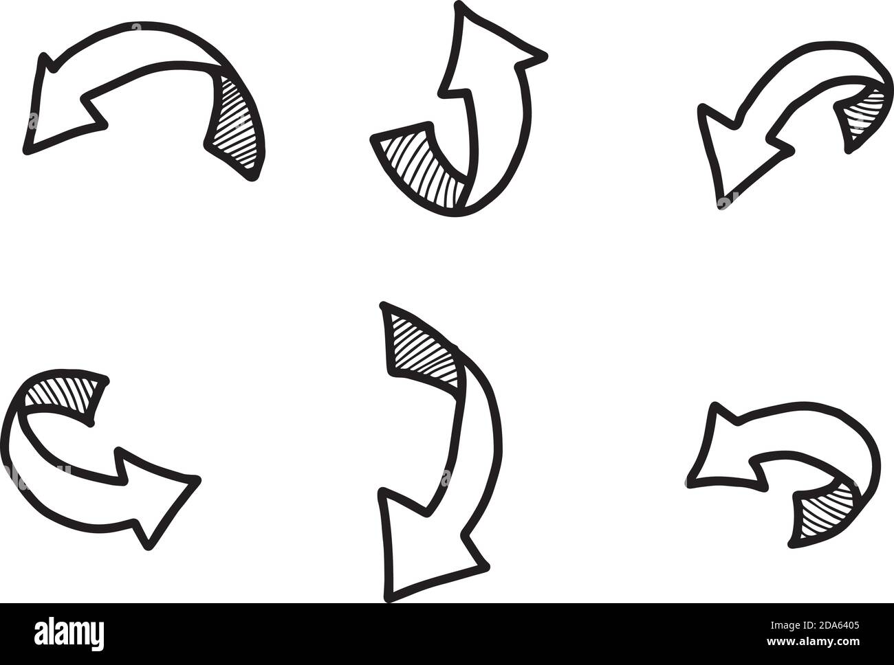 illustration vector doodles hand drawn curved arrow with shadow Stock ...